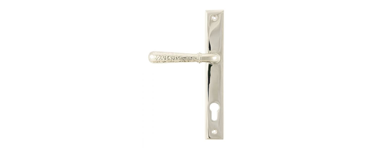 Polished Bronze Hammered Newbury Slimline Espag. Lock Set