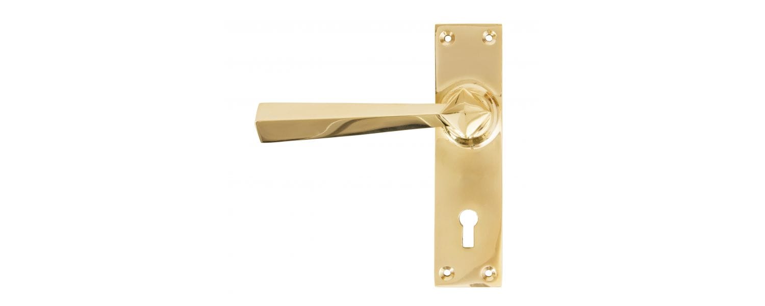 Anvil Polished Brass Straight Lever Lock Set